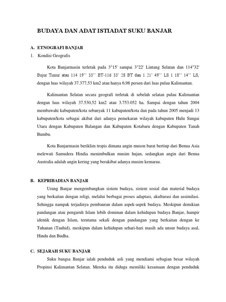 Budaya dan Adat Suku Banjar | PDF | Agama & Spiritualitas
