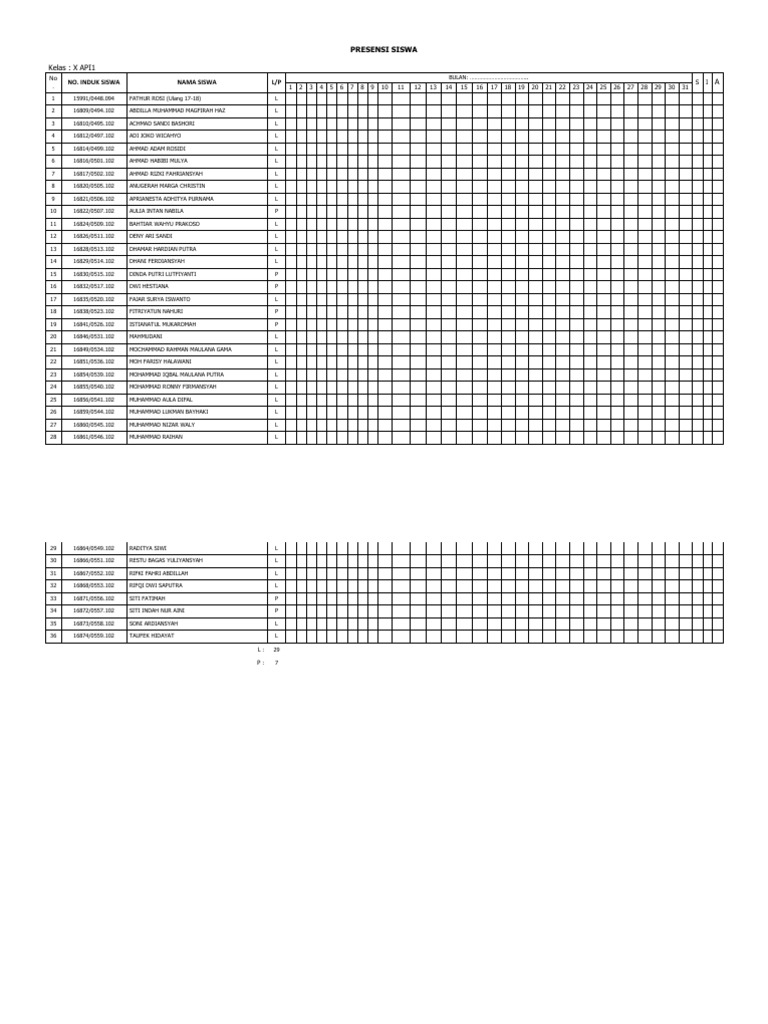 Presensi Siswa Pdf