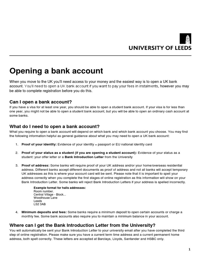 Opening A Bank Account Leaflet Jan 2018 | PDF | Debit Card | Identity ...