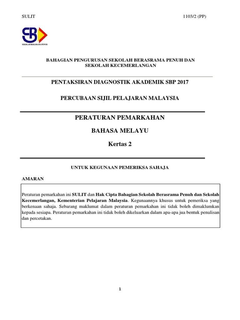 BM SBP K2 (Skema Jawapan) | PDF