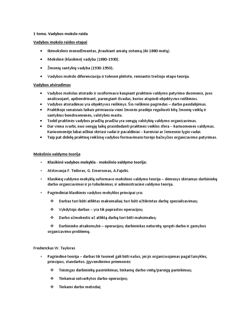 Vadybos Konspektas Egzui | PDF