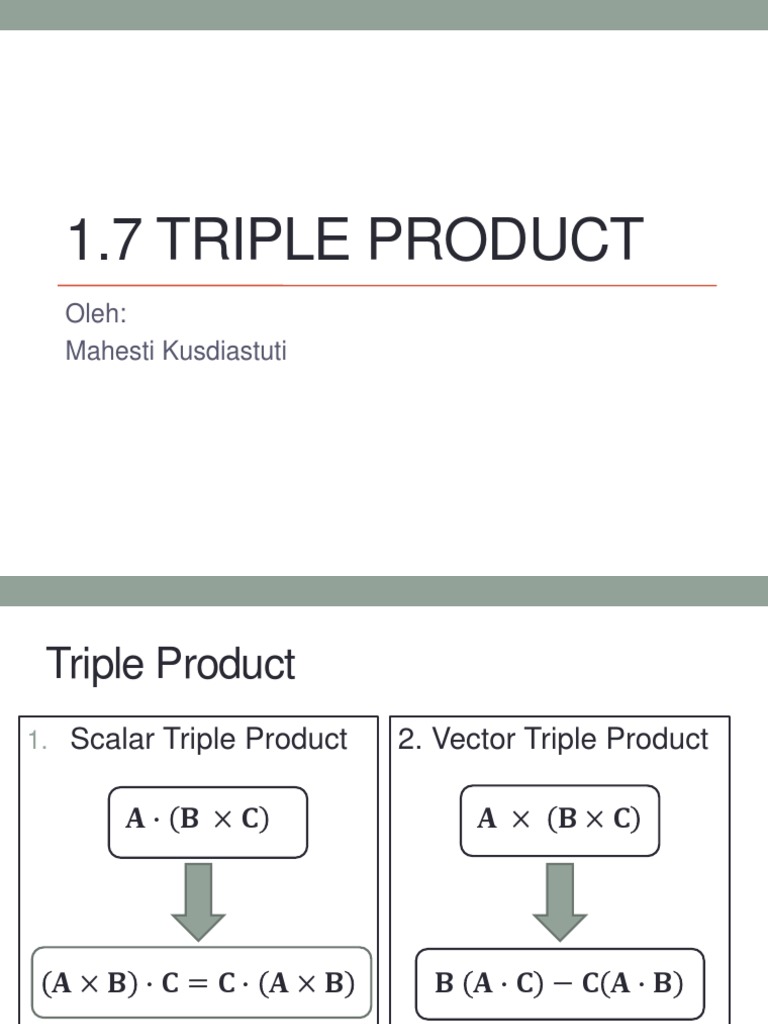 Calculating Scalar and Vector Triple Products of Three Vectors ...