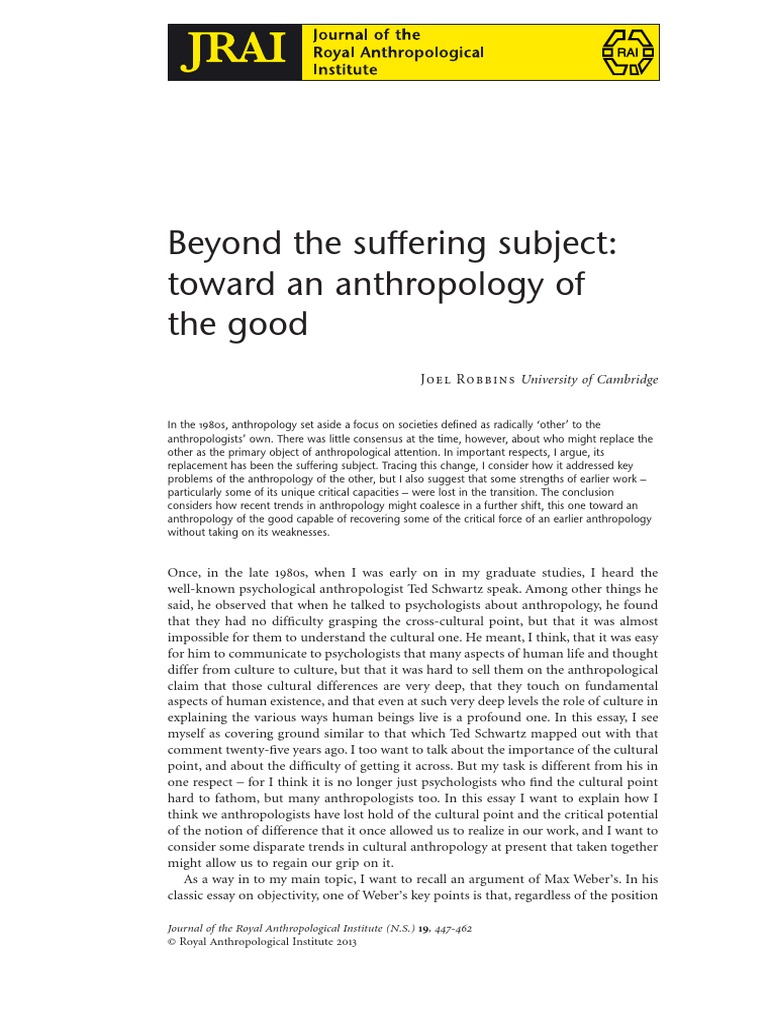 Beyond The Suffering Subject | PDF | Anthropology | Psychological Trauma