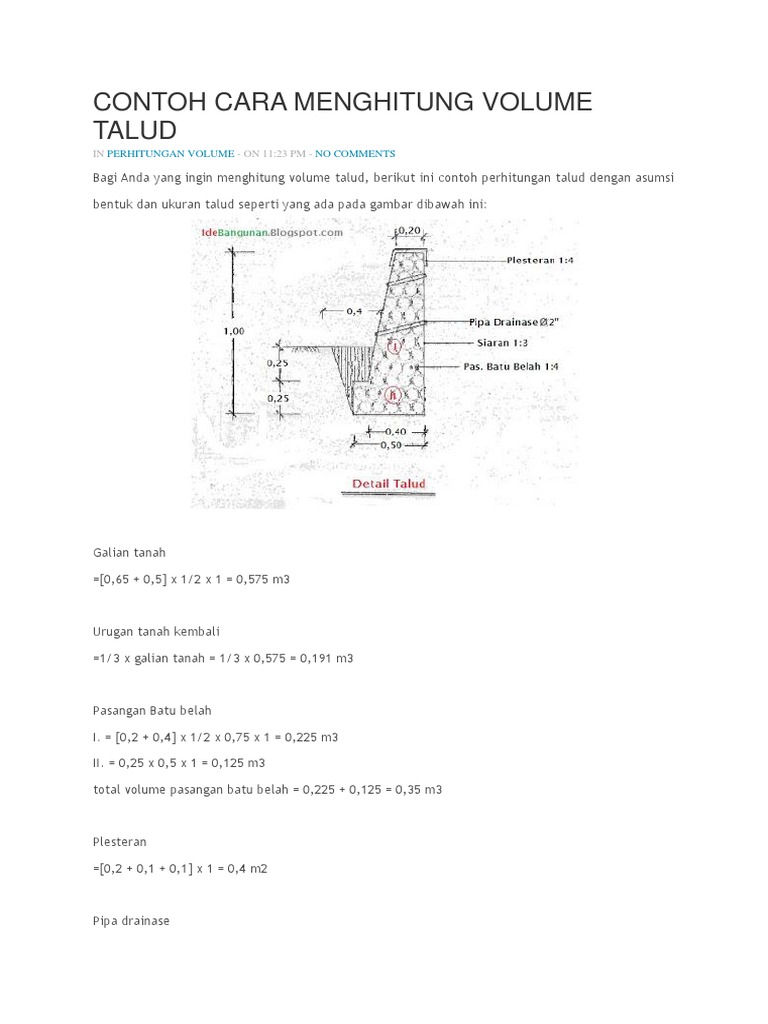 Cara Menghitung Volume Talud dan Batu | PDF | Sains & Matematika ...