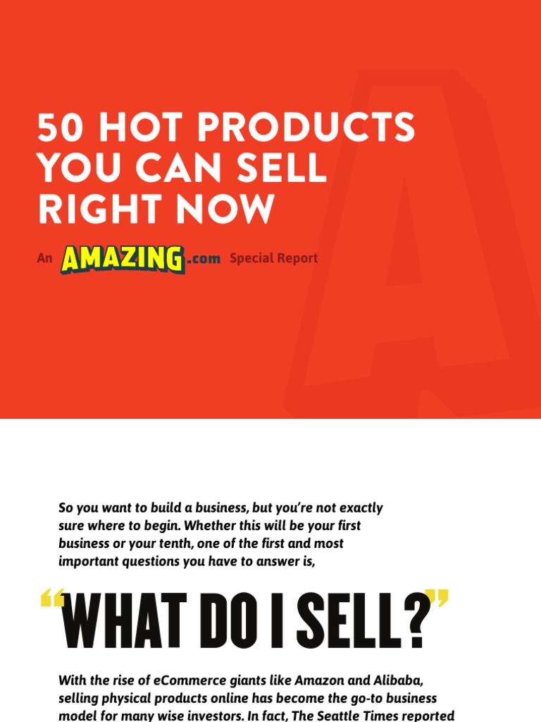 50 Hot Products You Can Sell Right Now: An Special Report | PDF | Sales ...