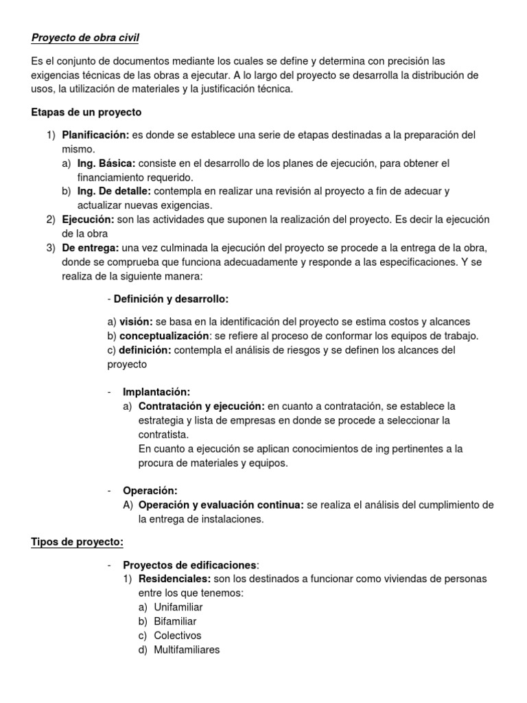 Proyecto de Obra Civil: Guía Completa | PDF | Diseño | Planificación