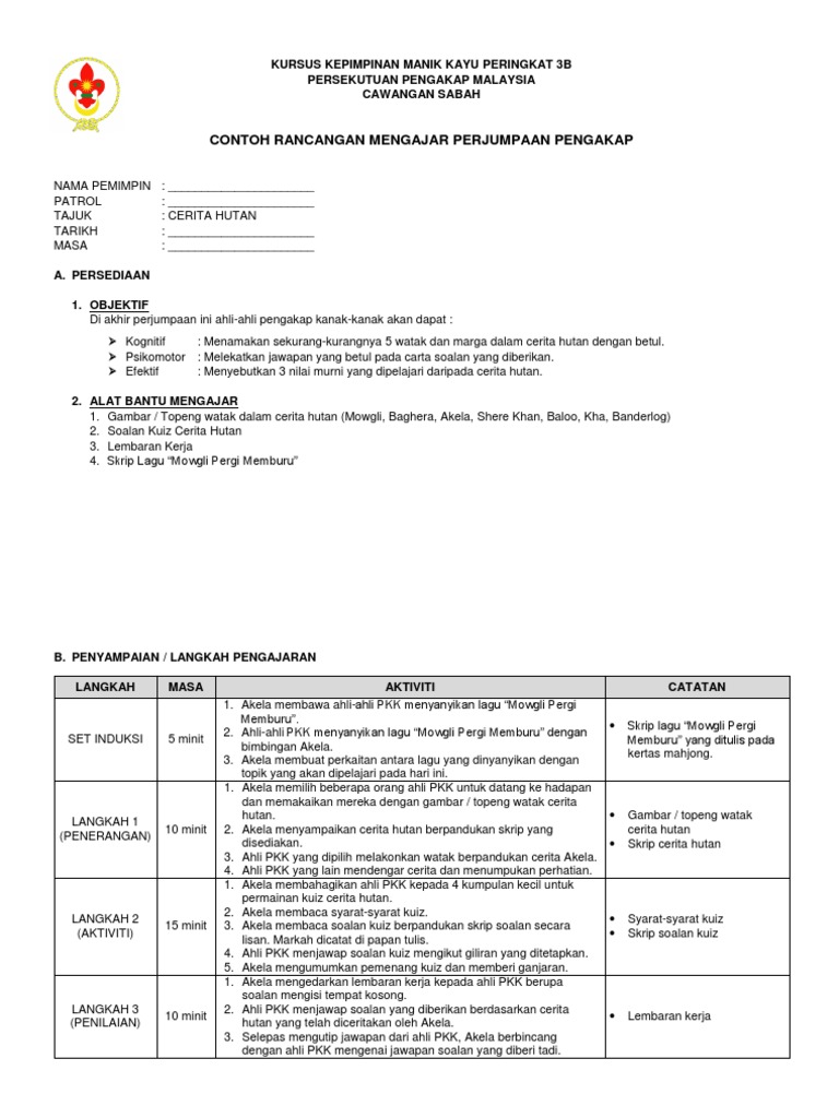 Contoh Rancangan Mengajar | PDF