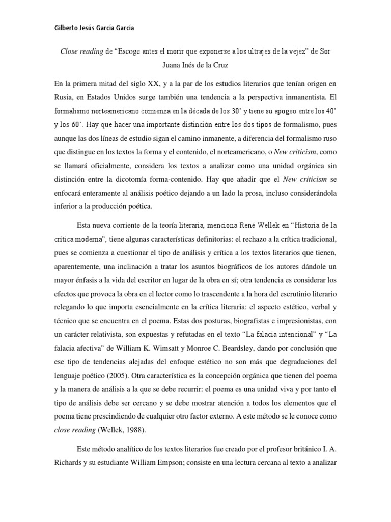 Close Reading de | PDF | Crítica literaria | Teoría literaria