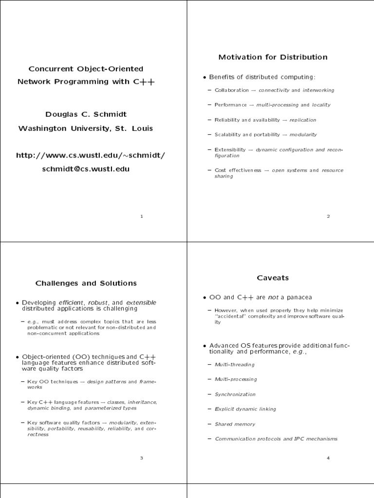 Douglas C Schmidt Concurrent Object Oriented Network Programming In C Pdf Network