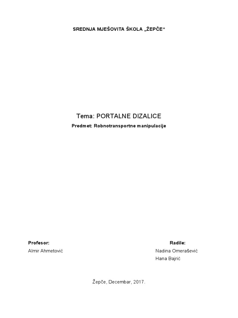Portalne Dizalice PDF | PDF