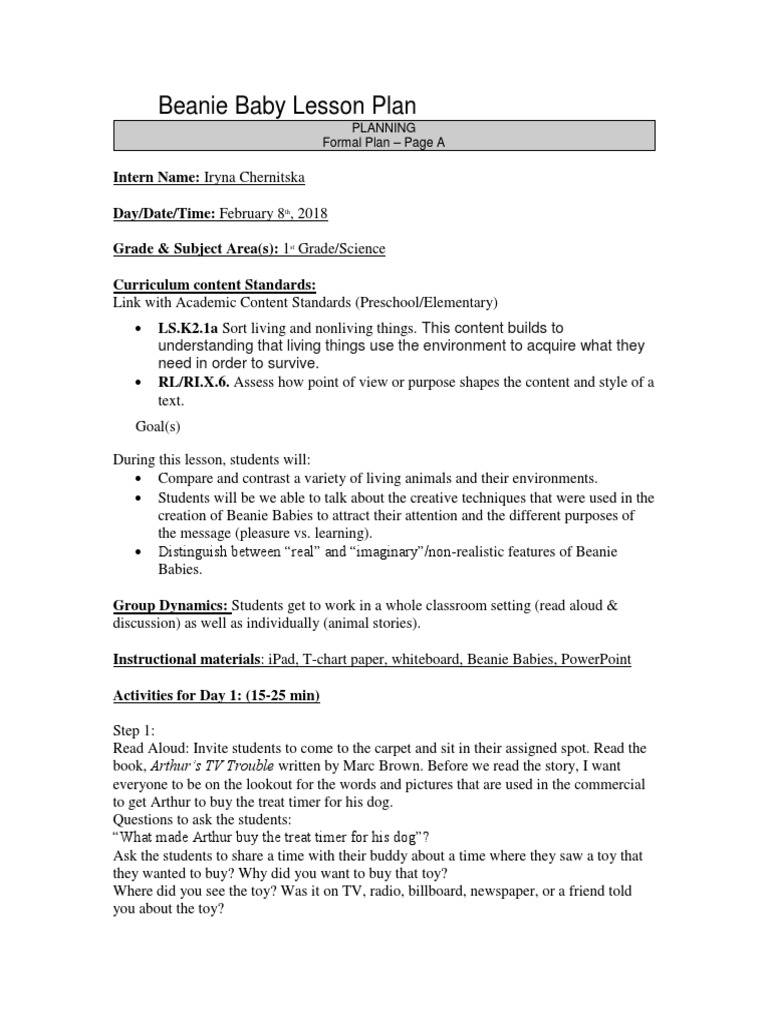 Mini Project A Lesson Plan Eportfolio | Download Free PDF | Toys ...