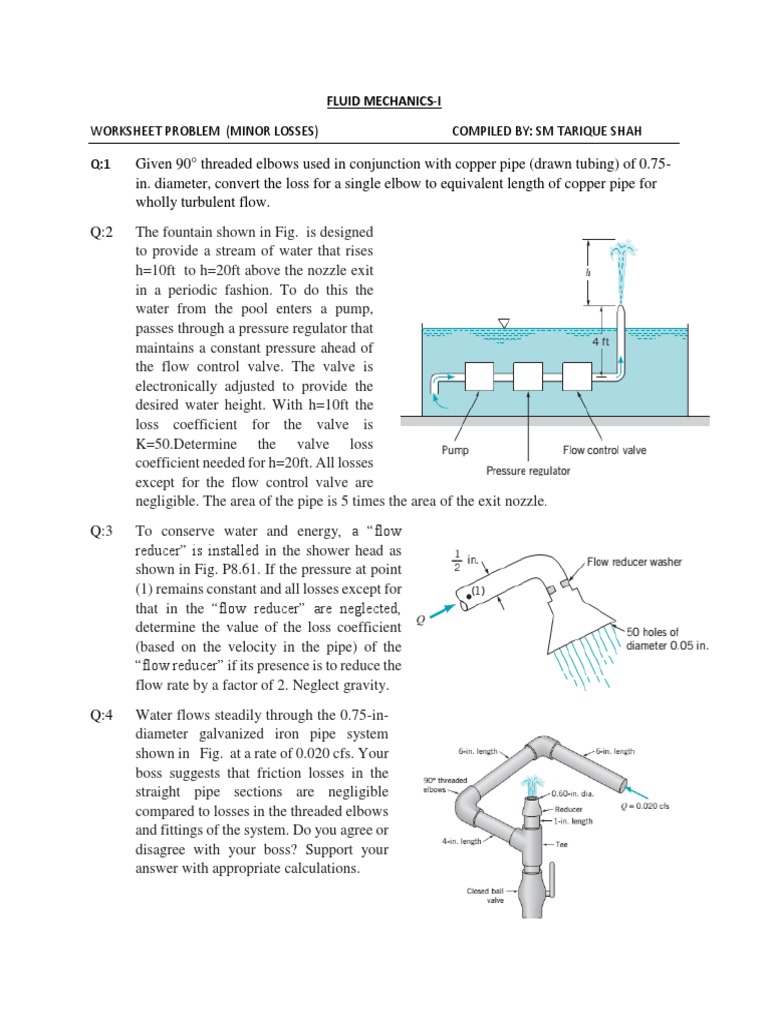 Fluid Mechanics Minor Problem Sheet | PDF