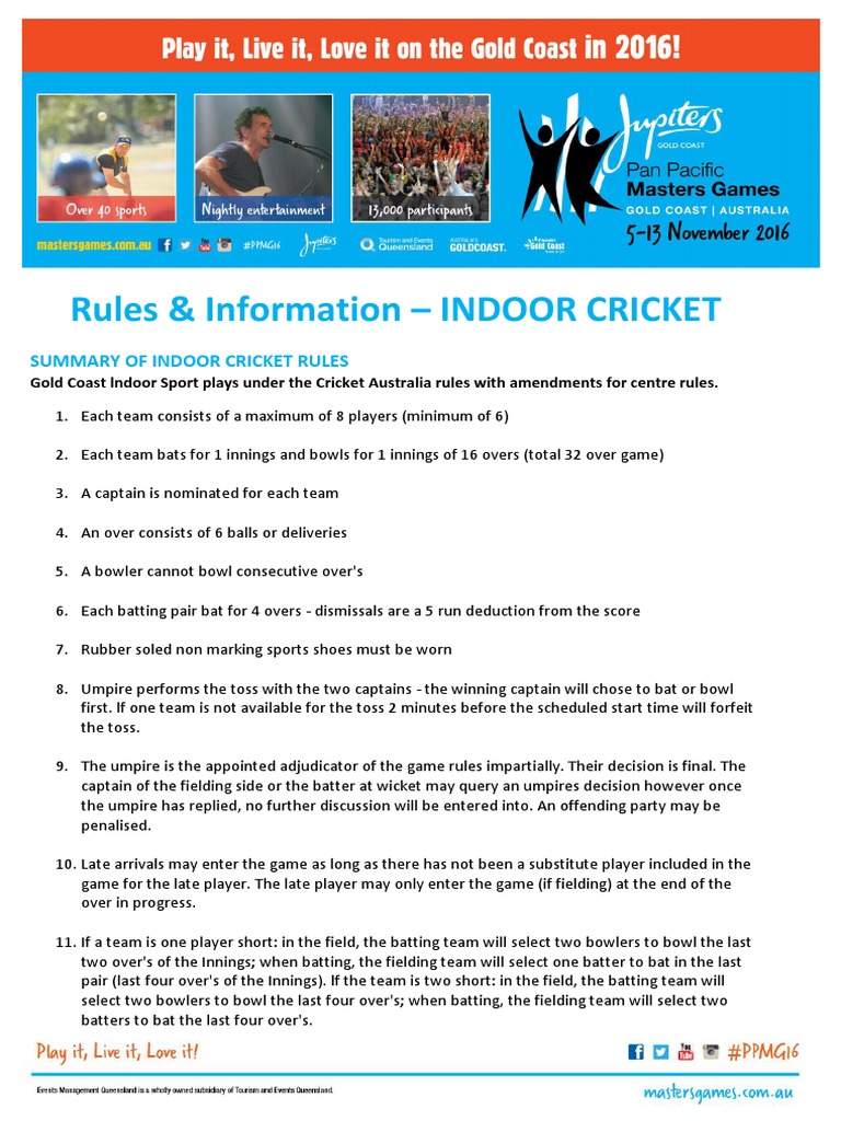 jppmg16 Indoor Cricket Rules Information | PDF | Bowling (Cricket ...