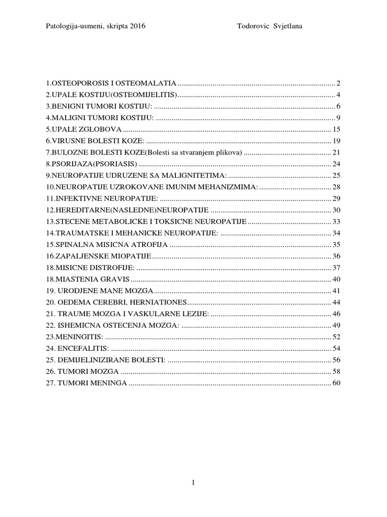 Patologija Usmeni | PDF