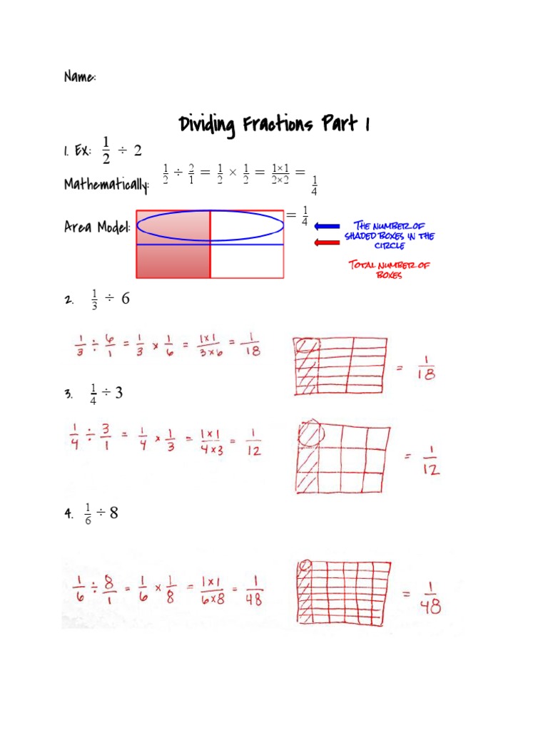 Dividing Fractions Handout | PDF | Discrete Mathematics | Mathematical ...