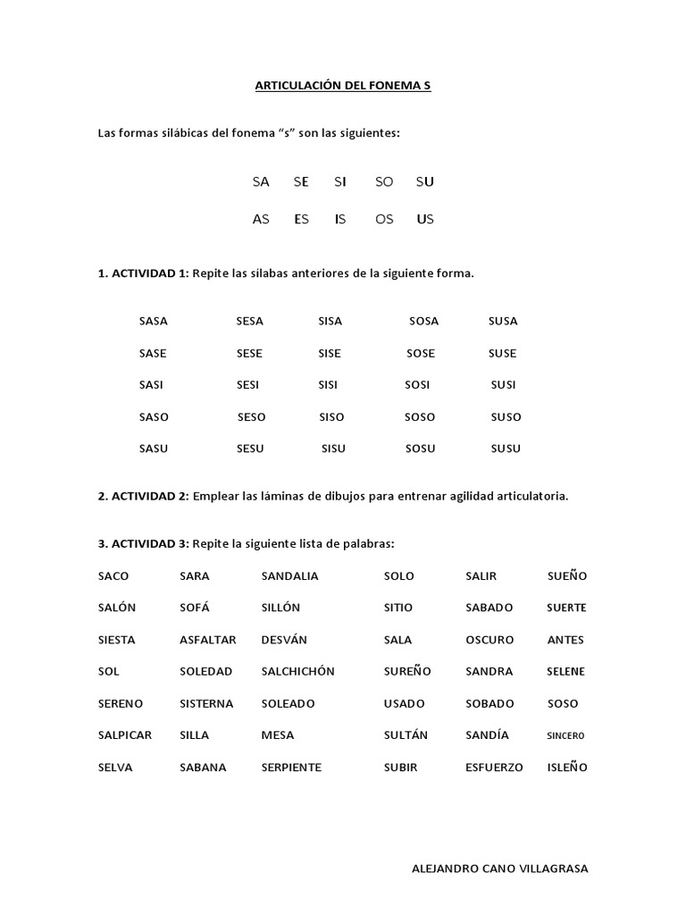 Articulación Del Fonema S | PDF | Naturaleza