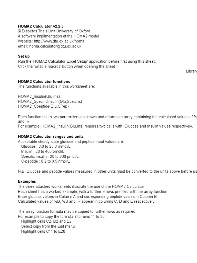 Homa 2 Calculator | PDF | Insulin | Computing