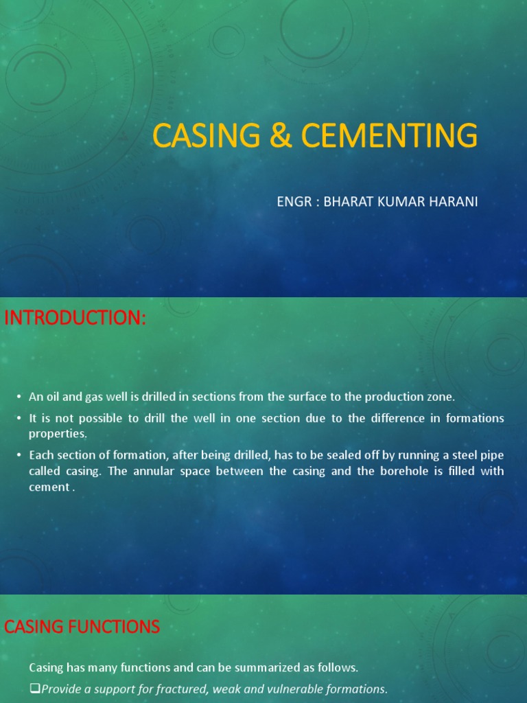 Casing & Cementing | PDF | Casing (Borehole) | Oil Well