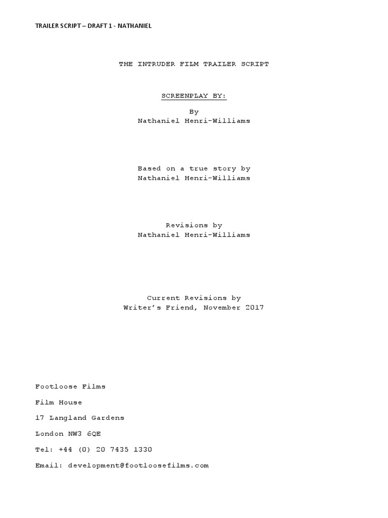 Film Trailer Script | PDF | Leisure