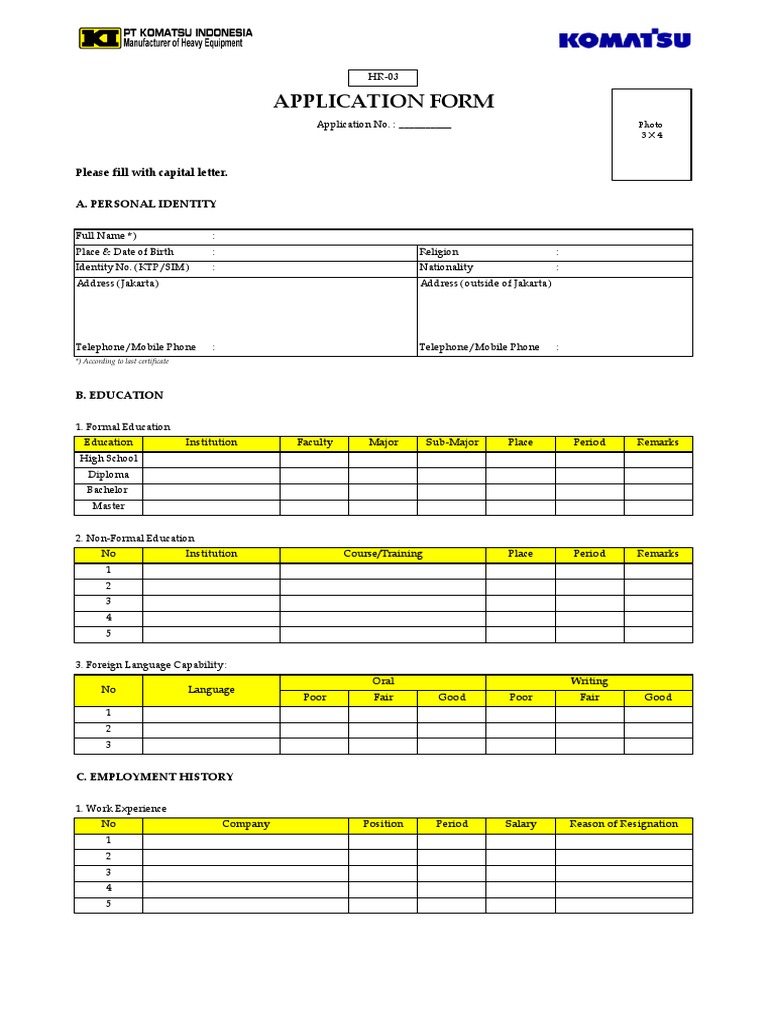 HR-03 Application Form | PDF | Business