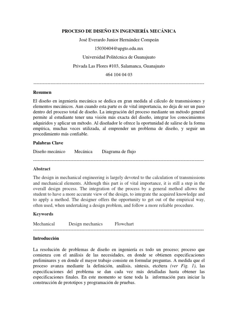 Un Proceso General de Diseño en Ingeniería Mecánica | PDF | Diseño ...