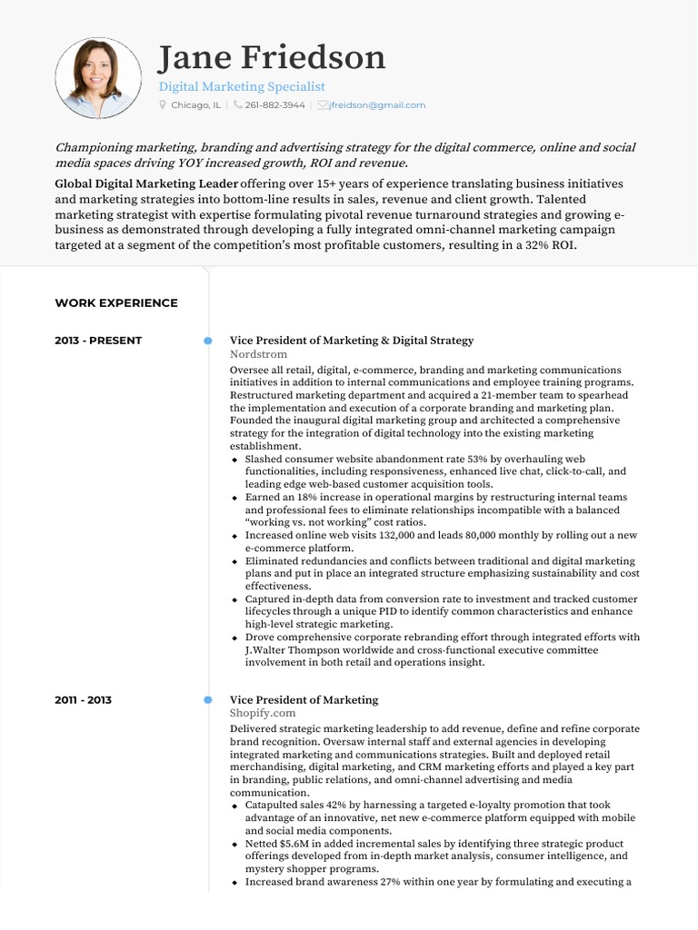 VisualCV Examples Visualcv Resume | PDF | Digital Marketing | Marketing