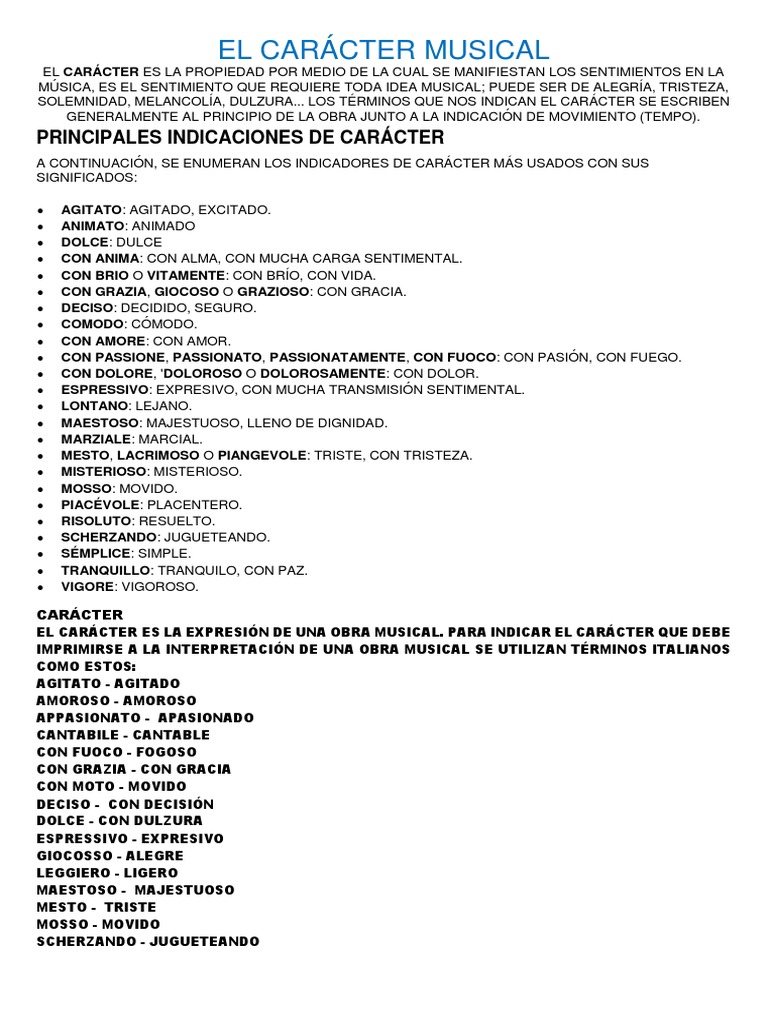 El Carácter Musical | PDF