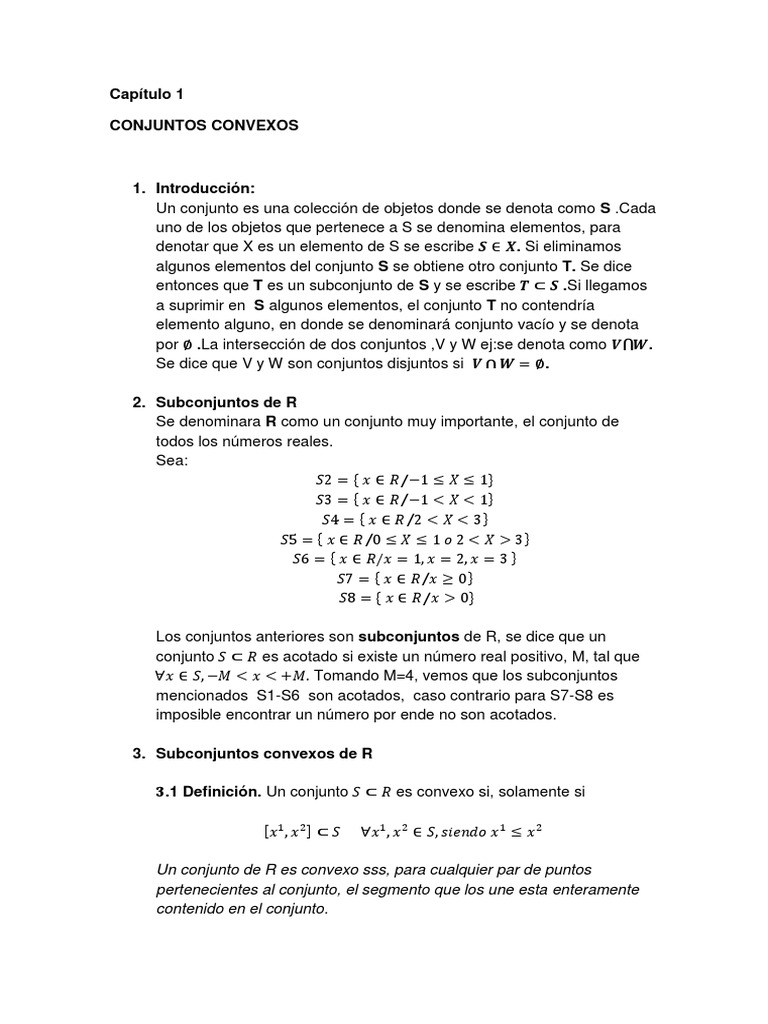 Capitulo 1 - Conjuntos Convexos | PDF | Conjunto convexo | Conjunto (Matemáticas)