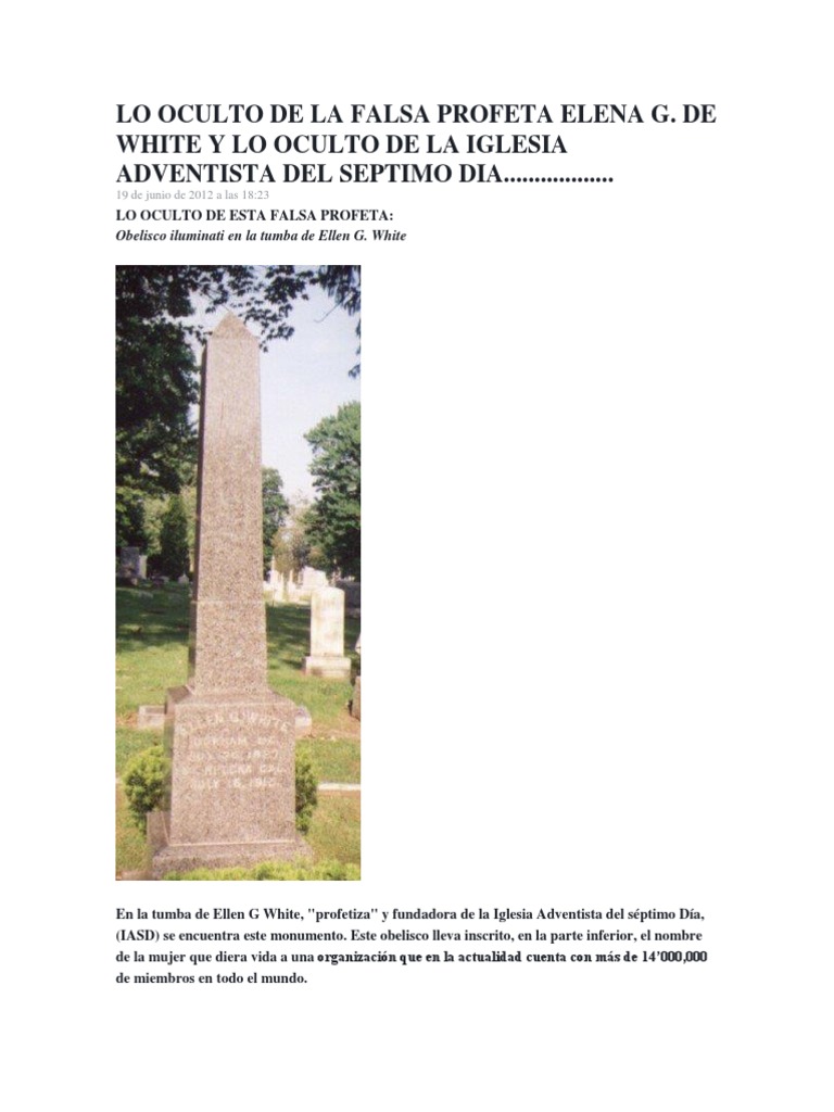 Lo Oculto de La Falsa Profeta Elena G | PDF | Descomposición | Iglesia ...