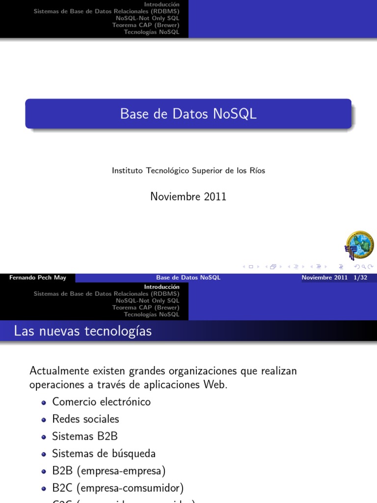 Introduccion Bases de Datos Nosql | PDF | No Sql | Base de datos relacional