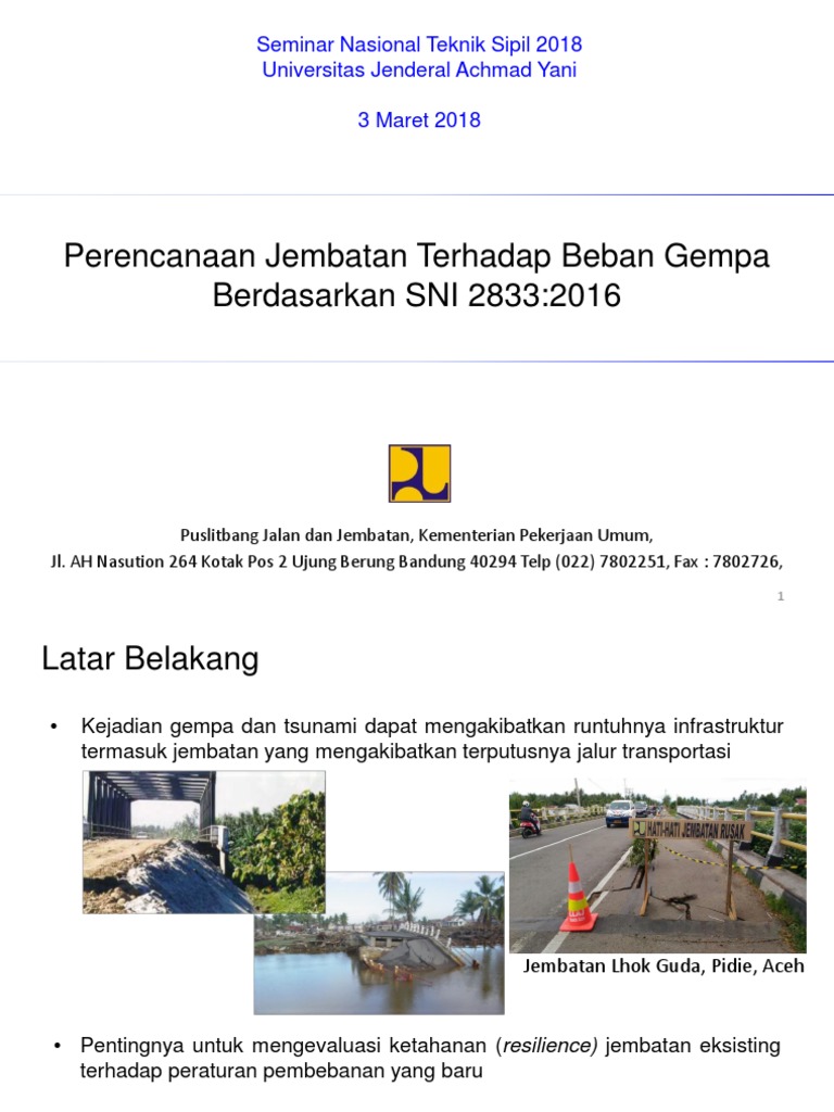 Fahmi Aldiamar, MT. - Perencanaan Jembatan Terhadap Beban Gempa | PDF