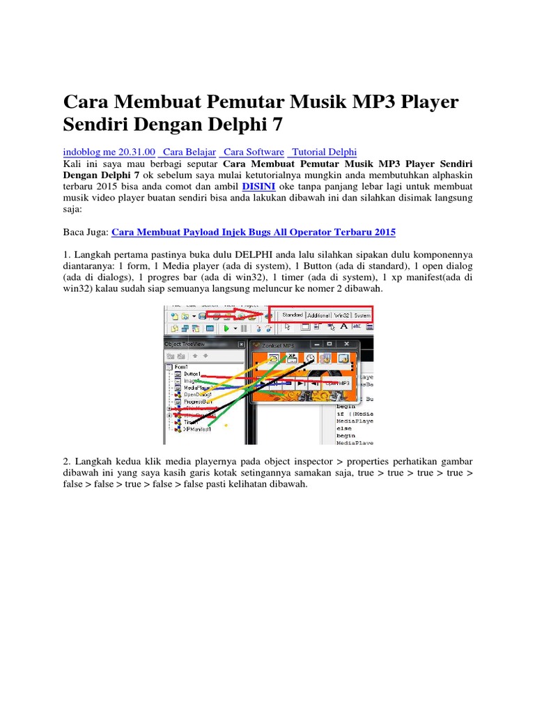 Cara Membuat Pemutar Musik MP3 Player Sendiri Dengan Delphi 7 | PDF