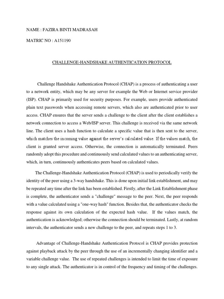 Authentication Protocol (CHAP) | PDF | Password | Network Packet