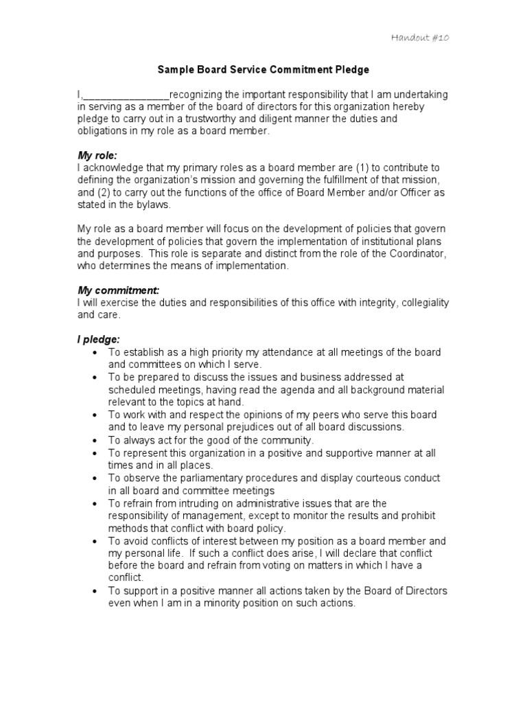 Commitment Pledge[1] | Board Of Directors | Government Information