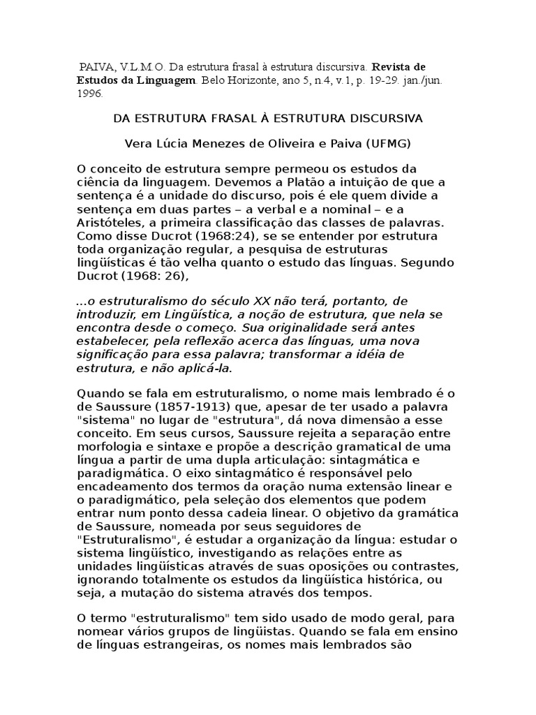 Estrutura Discursiva | PDF | Linguagem natural | Gramática