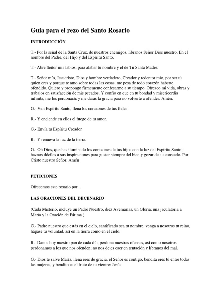 Guía para el Rezo del Santo Rosario | PDF | María, madre de Jesús | Rosario