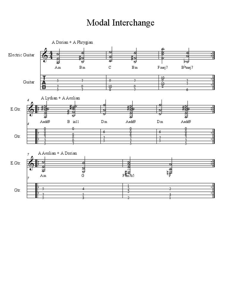 Modal Interchange Lesson PDF | PDF
