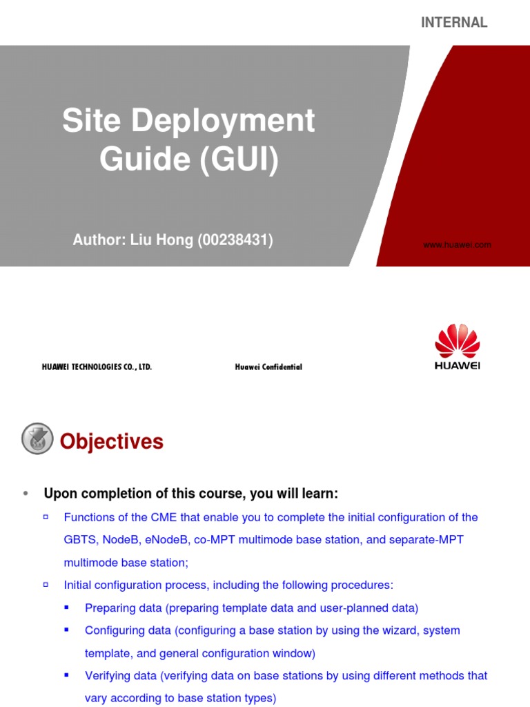 Training Document IManager U2000-CME V200R016 Site Deployment Guide (GUI) | PDF | Lte ...