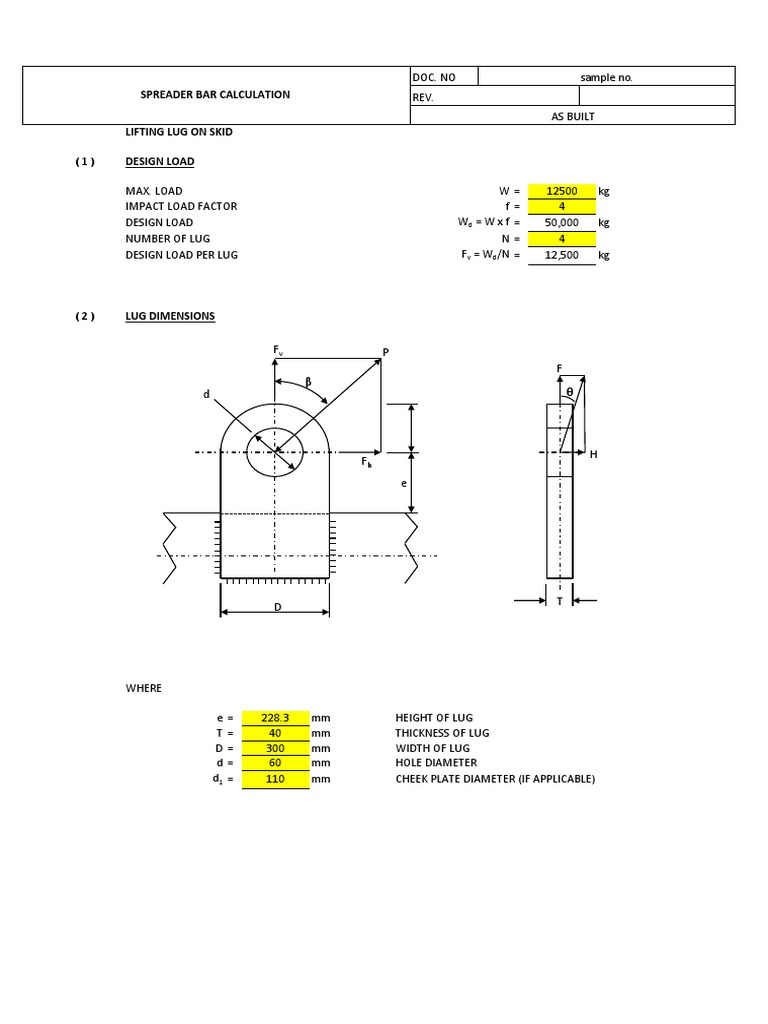 Lifting Lug Design and Calculation Guide | PDF