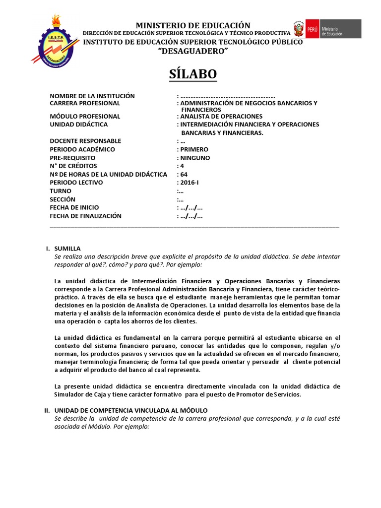 Modelo Silabo 2017 - MINEDU | PDF | Sistema financiero | Cheque