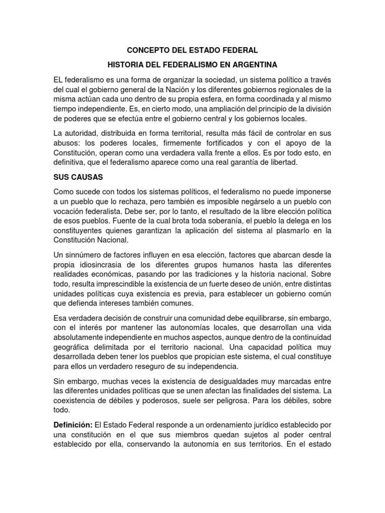 Federalismo en Argentina: Historia y Desafíos | PDF | Federación | Gobierno