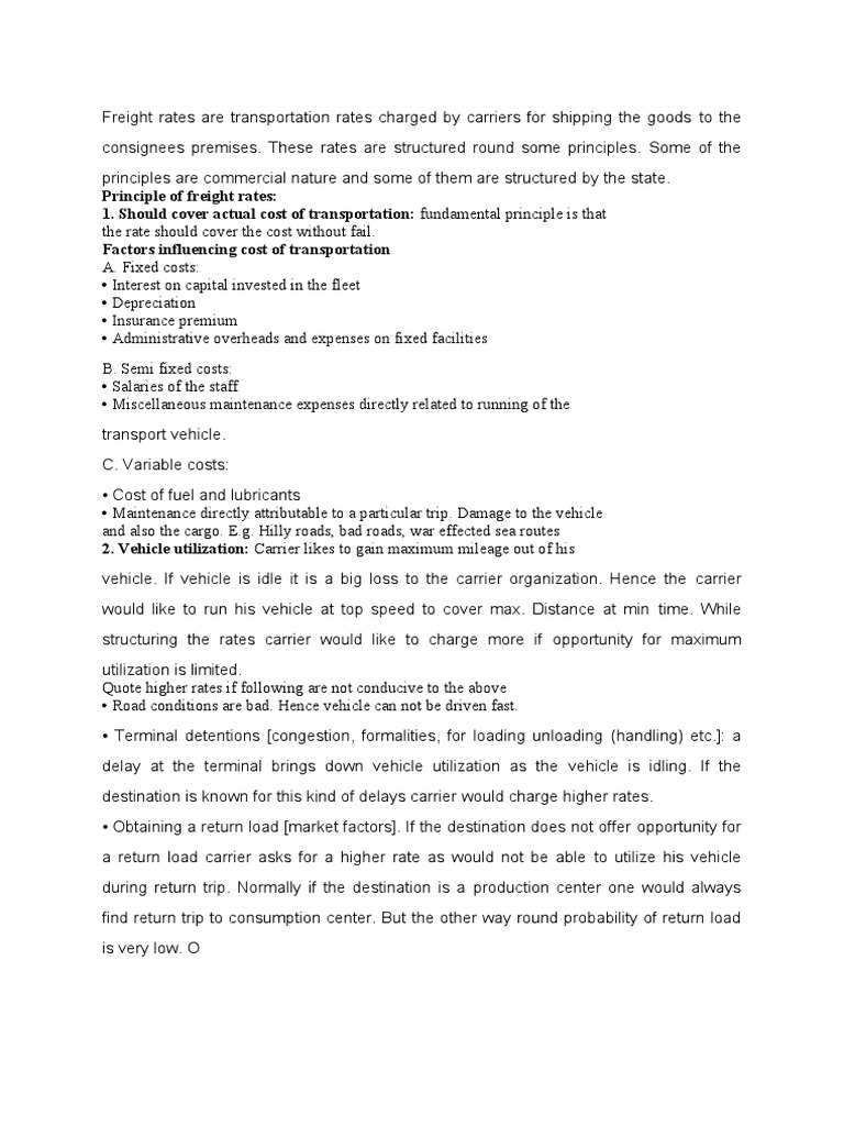 Freight Rate Principles Explained | PDF | Cargo | Transport