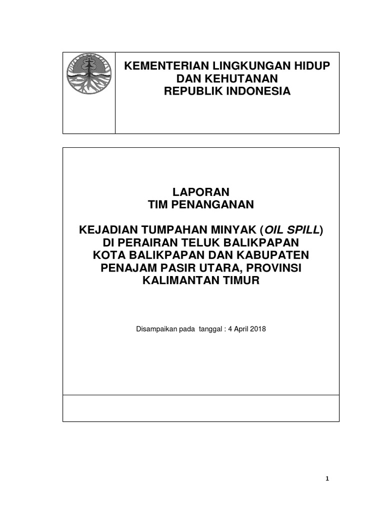 Laporan Tumpahan Minyak Tel - Balikpapan 0404 | PDF