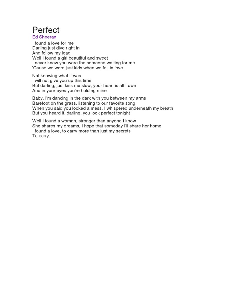 Perfect: Ed Sheeran | PDF