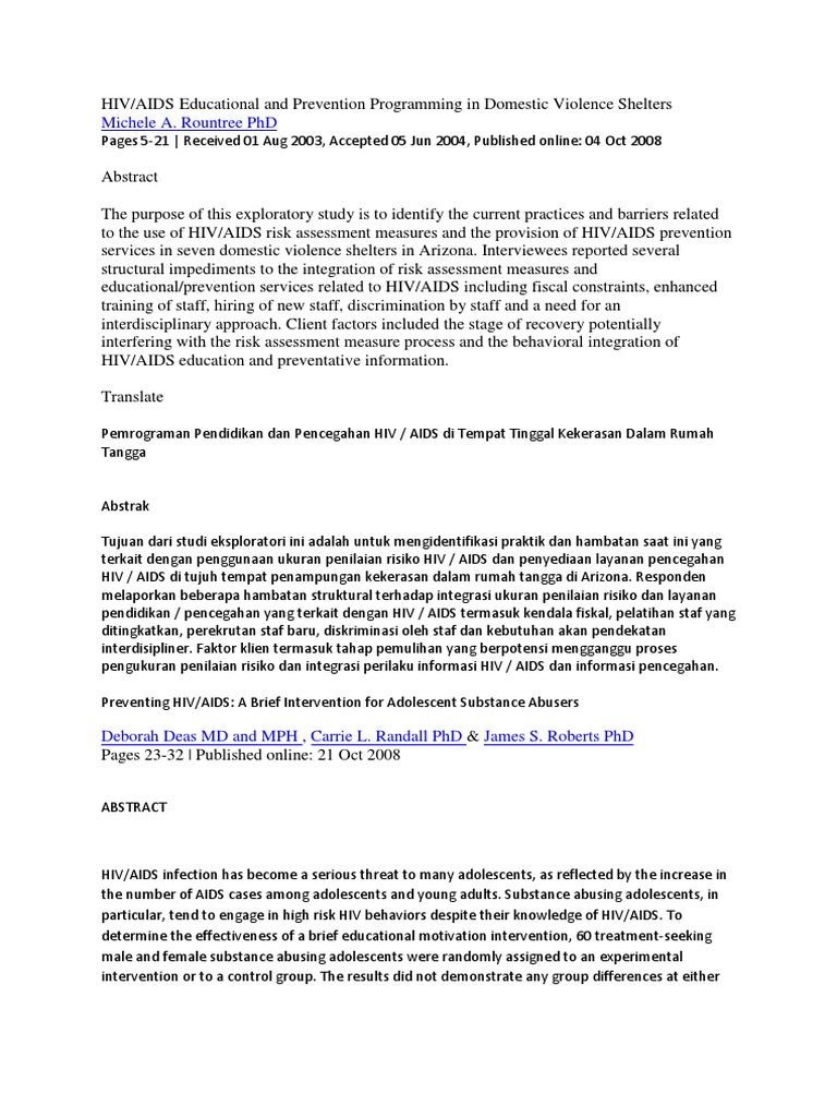 Michele A. Rountree PHD | PDF | Hiv/Aids | Adolescence