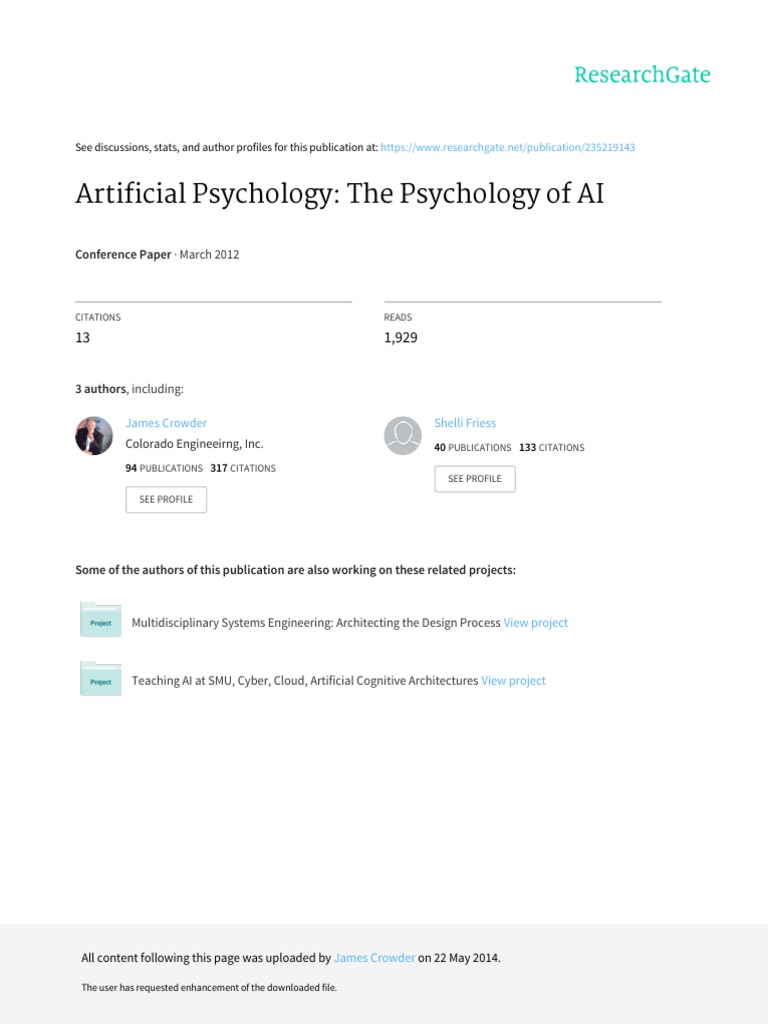 Artificial Psychology: The Psychology of AI | PDF | Artificial ...