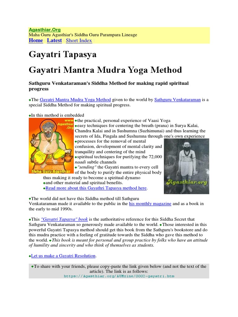 Gayatri Mantra Mudra | Download Free PDF | Meditation | Spirituality