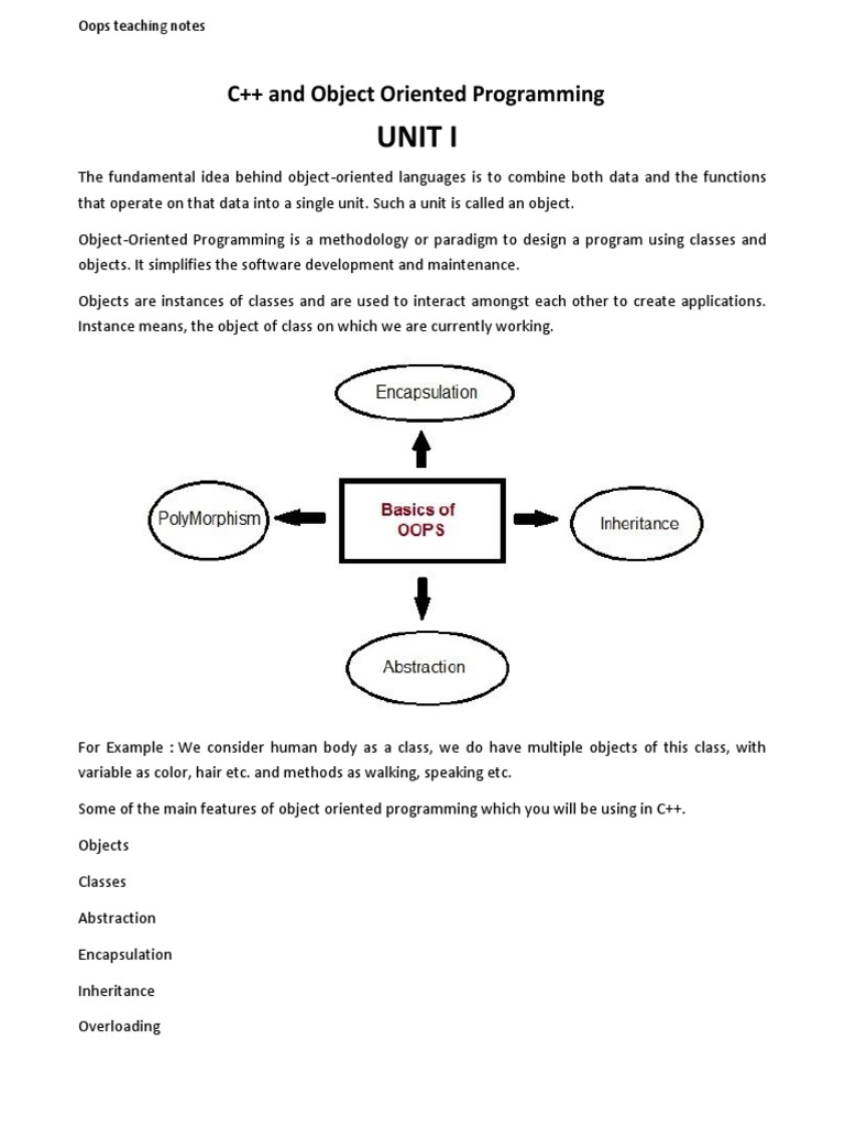 Unit I C And Object Oriented Programming Pdf Constructor Object Oriented Programming