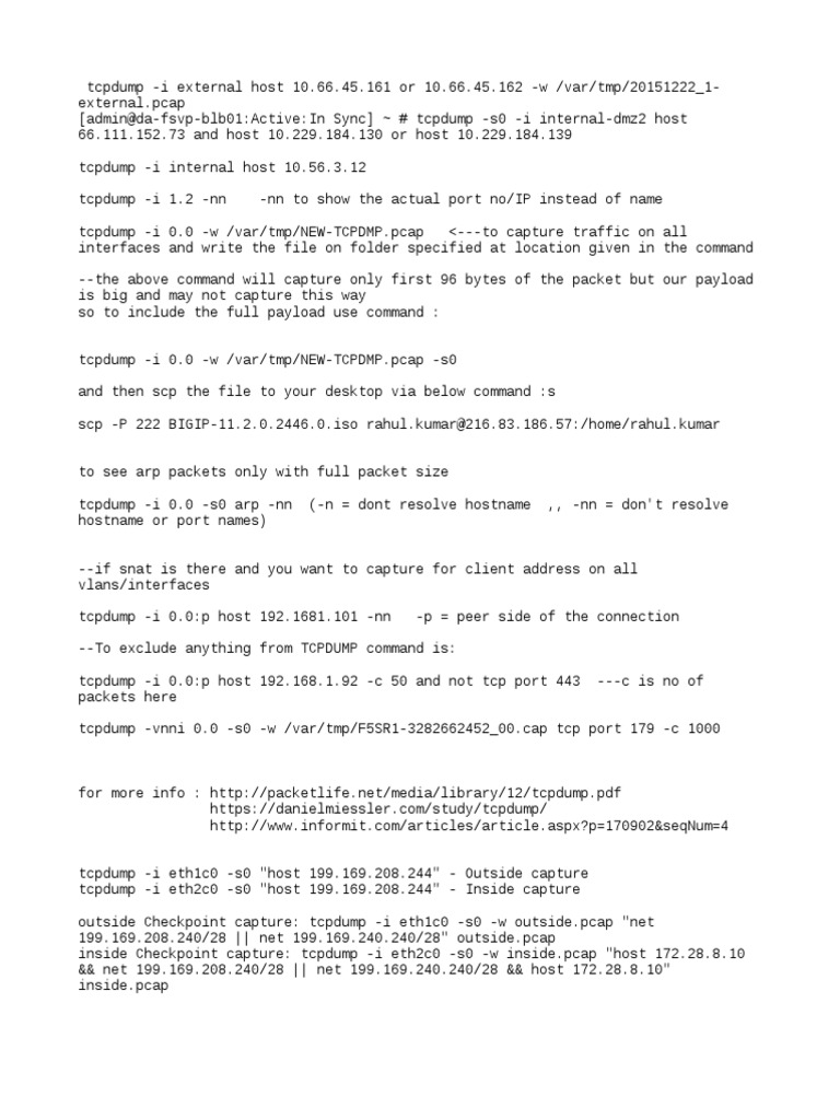 Tcpdump f5 Command | PDF | Transmission Control Protocol | Port (Computer Networking)