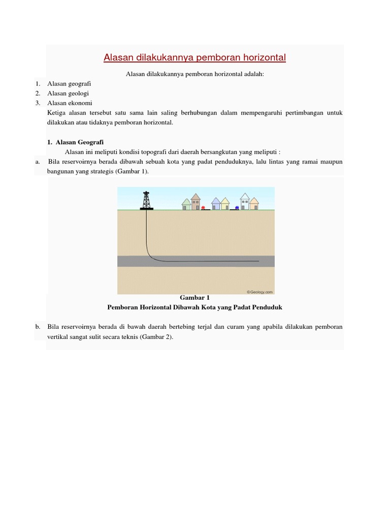 Alasan Dilakukannya Pemboran Horizontal MATERI TEKBOR | PDF